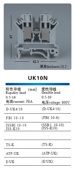UK-10N UK Series universal terminal blocks.