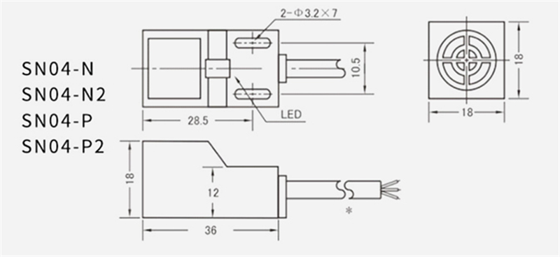 SN04 Square type inductive proximity sensor
